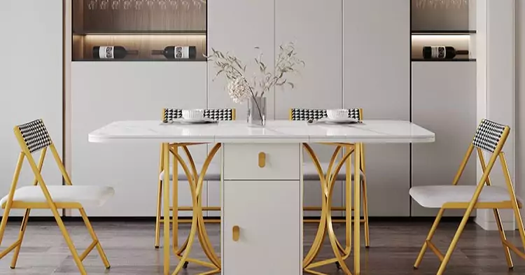 Bàn Ăn Mở Rộng Open Living OBA 036 - Bàn Ăn Thông Minh Chân Vàng