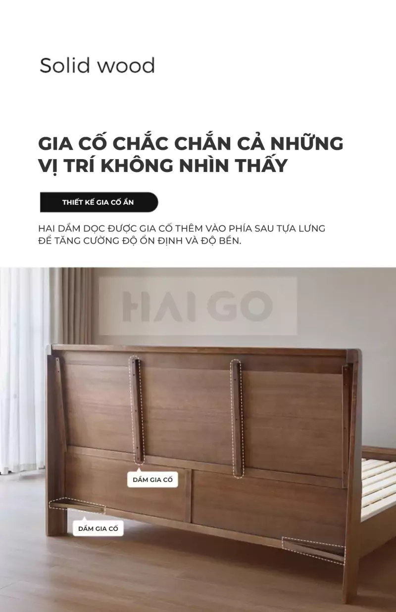Giường Ngủ Gỗ Tự Nhiên Cao Cấp Haigo GN046