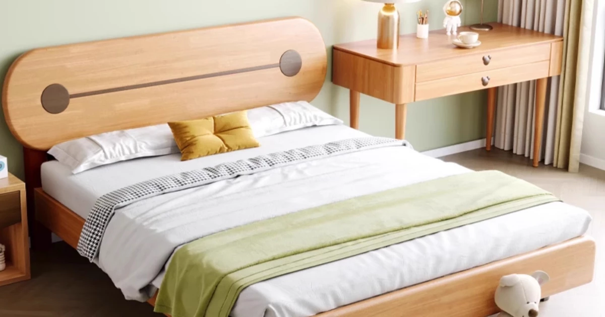 Giường Ngủ Trẻ Em Gỗ Tự Nhiên Hiện Đại Bo Cong Mềm Mại GTE 112