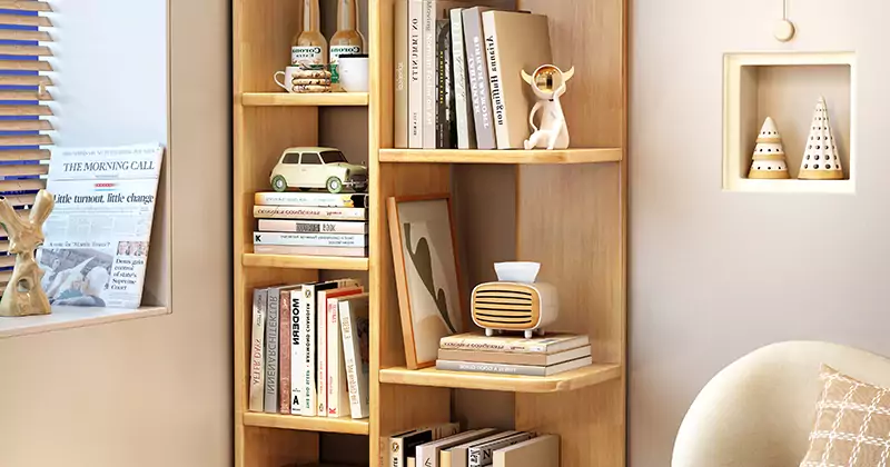 Kệ sách gỗ tự nhiên thiết kế thanh lịch SD46