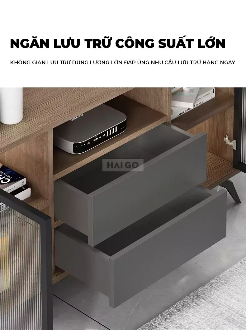 Kệ Tivi Khung Thép Cánh Kính Sang Trọng Haigo KTV148