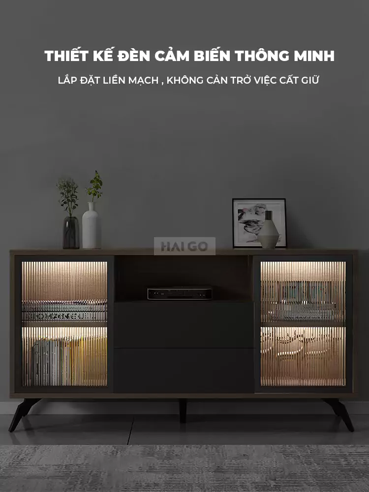 Kệ Tivi Khung Thép Cánh Kính Sang Trọng Haigo KTV148